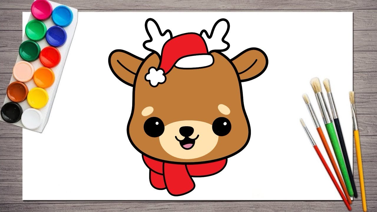How to Draw a Cute Reindeer | Reindeer Drawing | Christmas drawing for ...