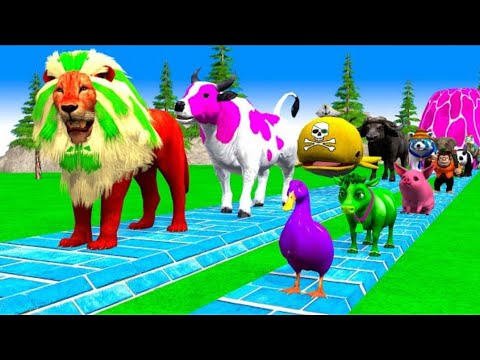 5 Giant Duck Cartoon Cow Elephant Tiger Dinosaur Paint Wild Animals ...