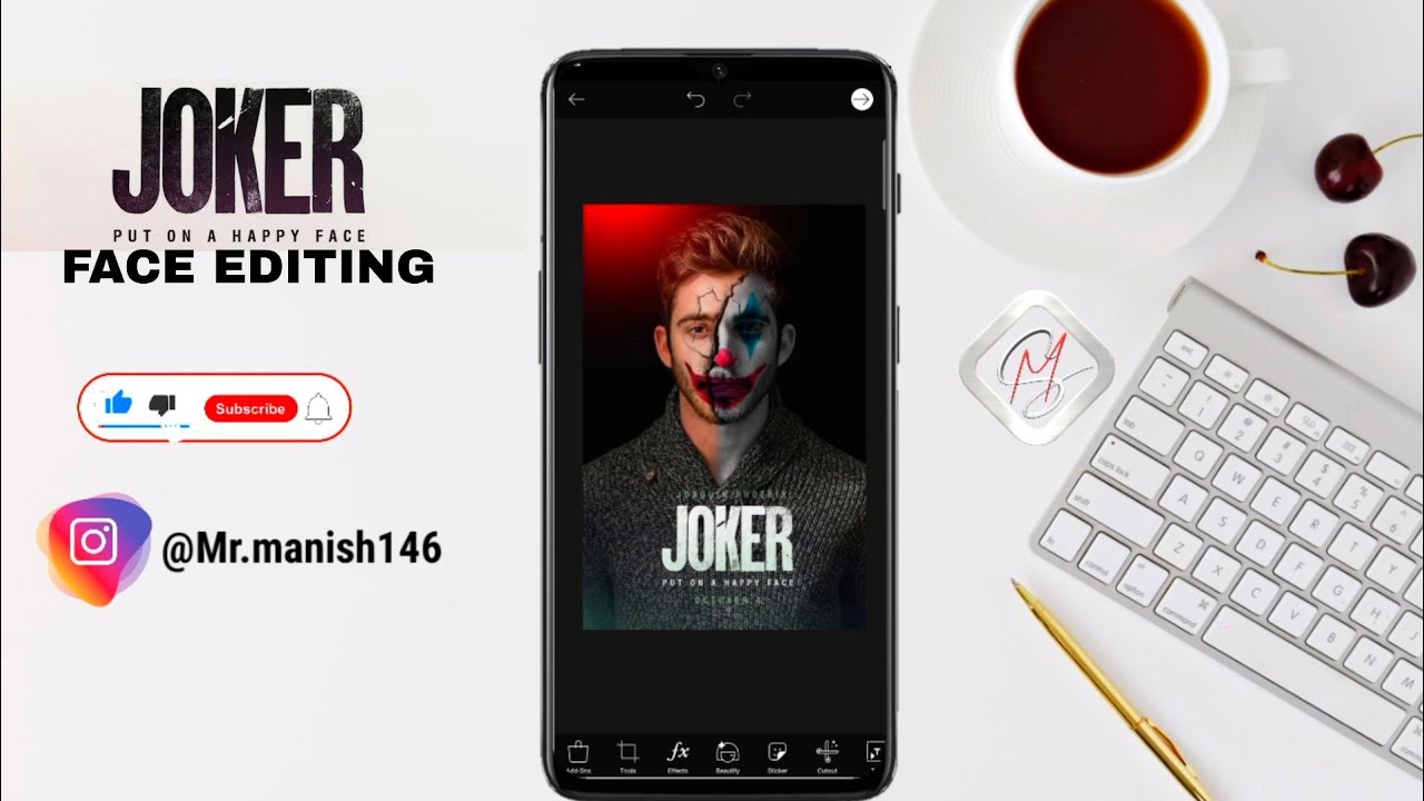 PICSART TUTORIAL :- JOKER FACE EDITING ON PICSART || NEW JOKER FACE ...