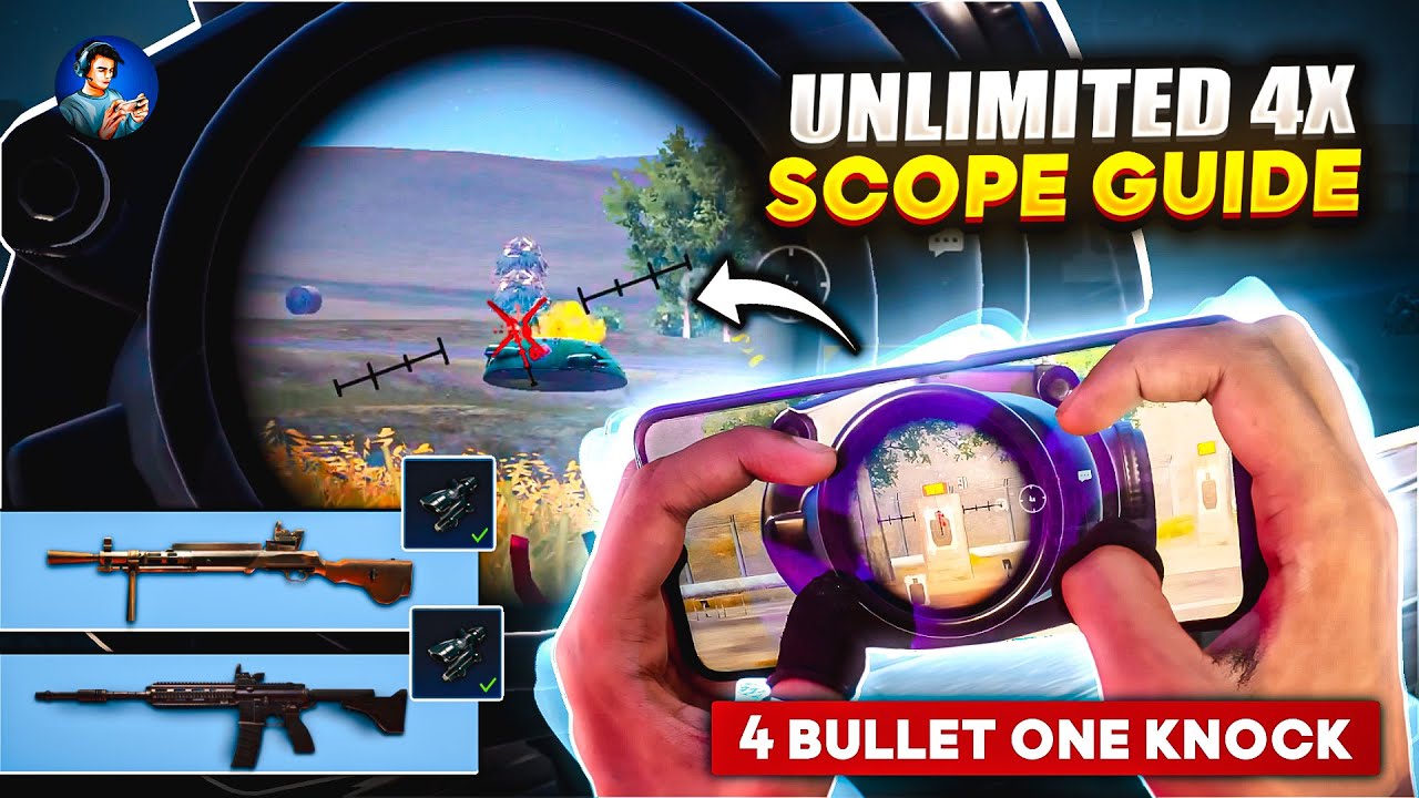 🔥4x scope unlimited guide | Customized sensitivity (M416 & DP-28) BGMI ...
