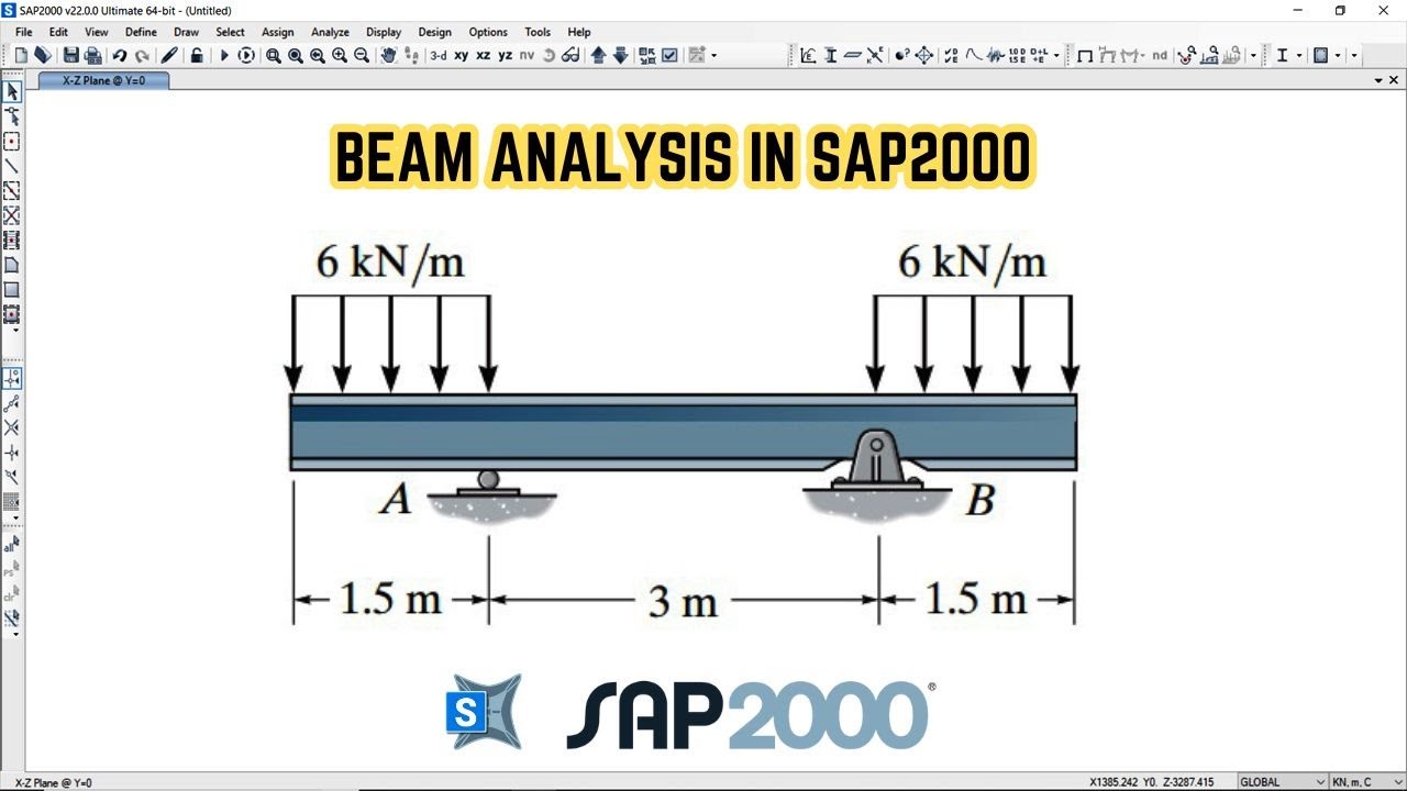 Static Problems in SAP2000 | Reactions, Shear Force and Bending Moment diagrams_2 - YouTube