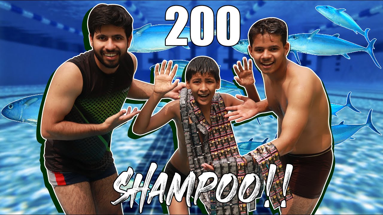 200 SHAMPOO CHALLENGE!!! IN SWIMMING POOL || VLOG-18 - YouTube