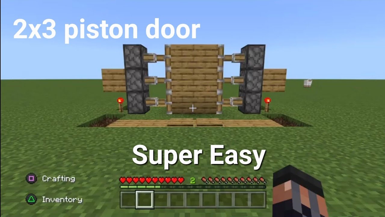 Minecraft how to build a 2x3 piston door - YouTube