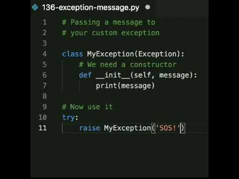 In Python any other class, custom exception can define a constructor and you can pass arguments ...