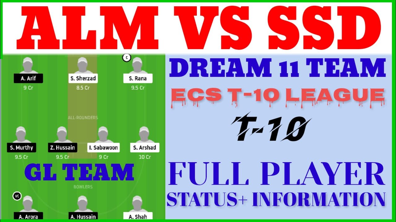 ALM VS SSD, ALM VS SSD 1ST MATCH DREAM 11 TEAM // ALL PLAYER STATS AND ...