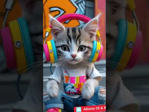 Şarkı Müzik dinleyen dans eden kedi