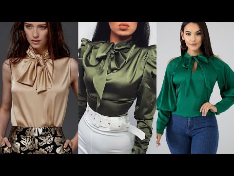 New fashion and New arrivals of satin silk tops and blouses designs ideas