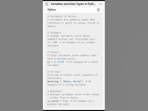 Python Variables and Data Types: Explaining variables, integers, floats ...