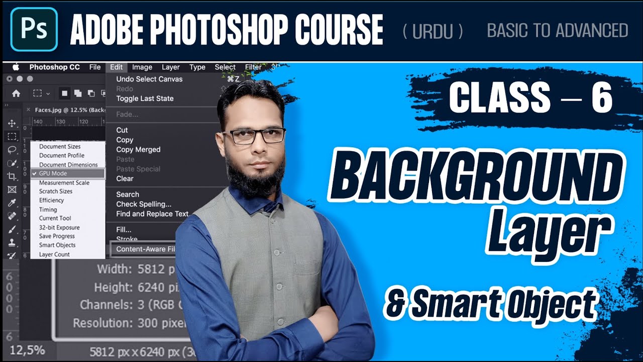 BACKGROUND LAYER & SMART OBJECT IN PHOTOSHOP BY ABDULLAH GRAPHICS - YouTube