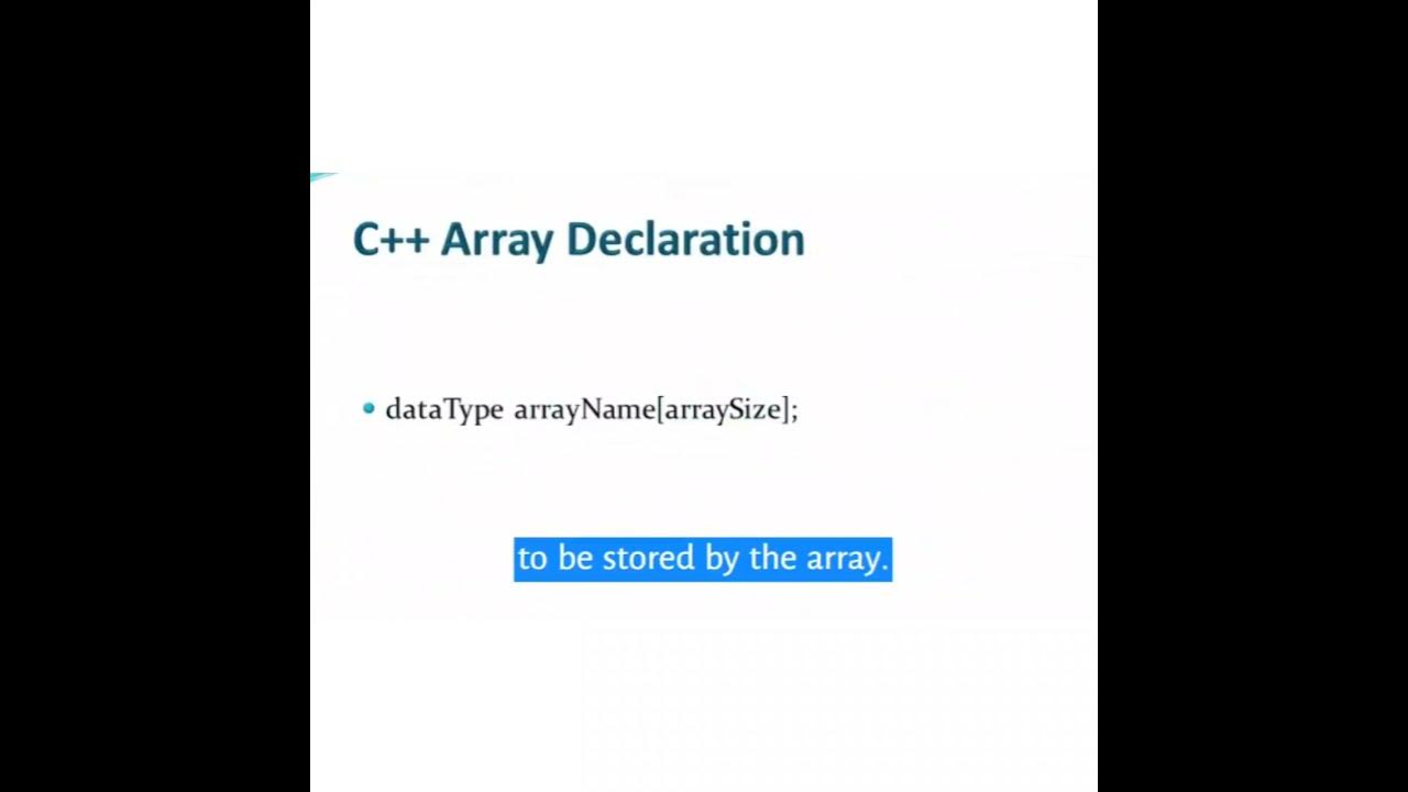 What Is An Array Cplusplustutorialprogrammingcpluspluscplusplustutorialforbeginners Youtube