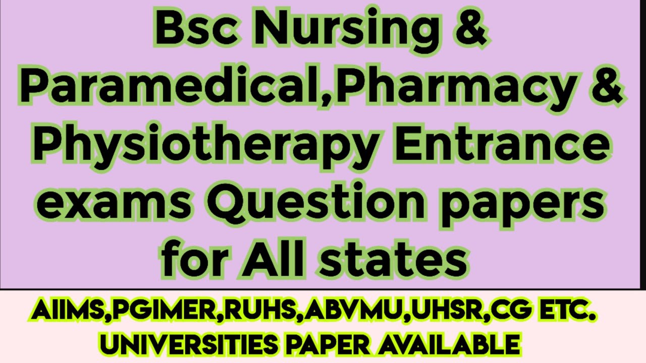 Bsc nursing Paramedical entrance exams 2023 Question papers | # ...