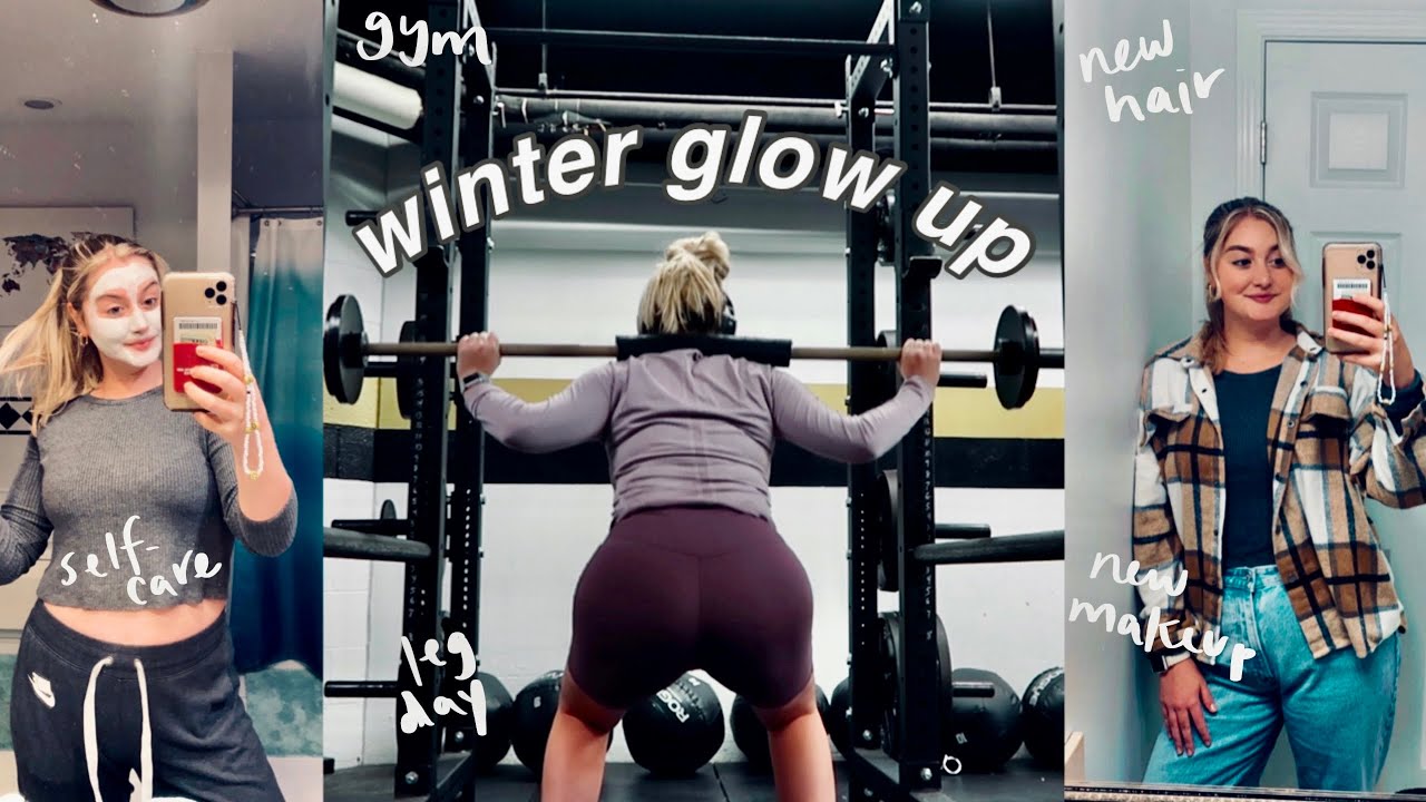 WINTER GLOW UP VLOG | new hair, makeup routine, gym leg day - YouTube