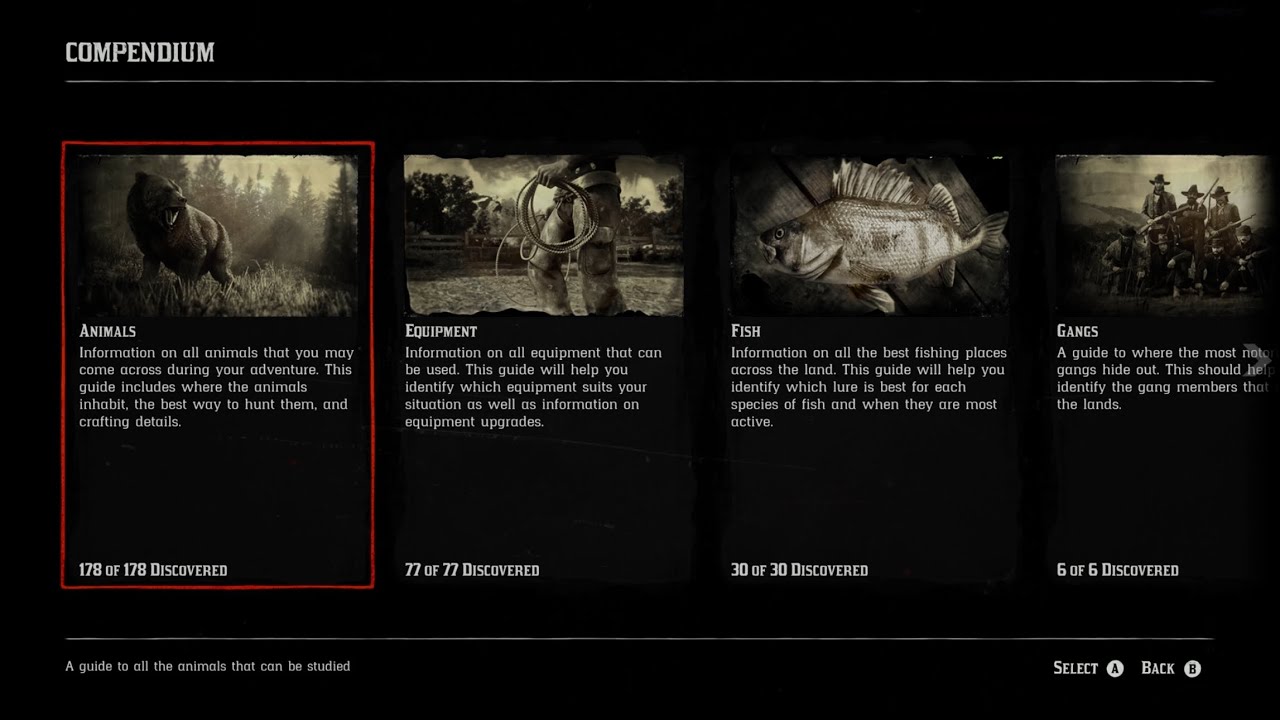 RDR2 100% Complete Animal Compendium - YouTube