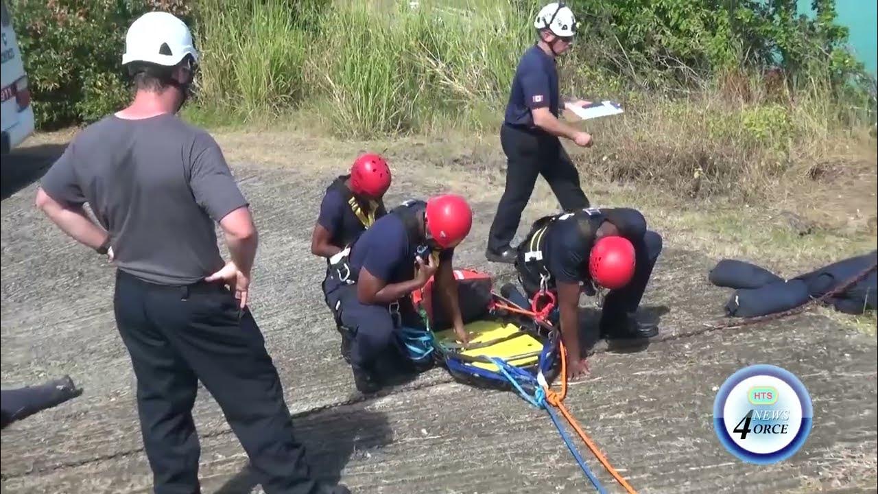 ST. LUCIA FIREFIGHTERS MASTER LOW-ANGLE ROPE RESCUE TECHNIQUES - YouTube