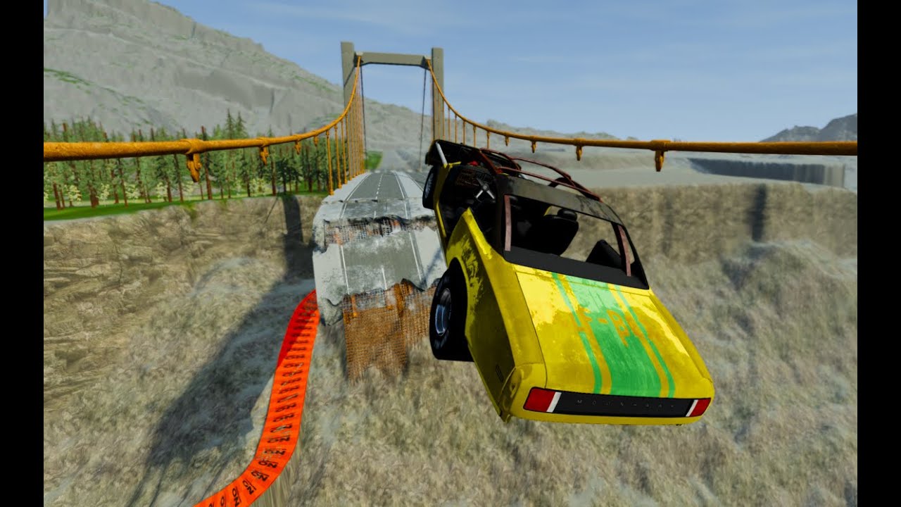 Broken bridge VS Cars #1 - BeamNG drive - YouTube