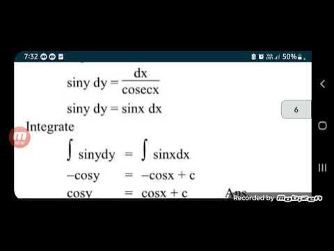 Integrate: siny cosecx dy/dx=1 - YouTube