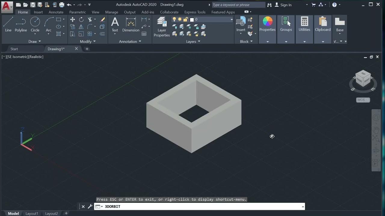 AutoCAD Tutorial 3D-SUBTRACT - YouTube