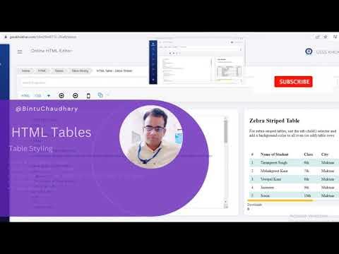 Table Zebra Stripes in Punjabi | Table Styling | HTML Tutorials | Online HTML Editor | CSPunjab ...