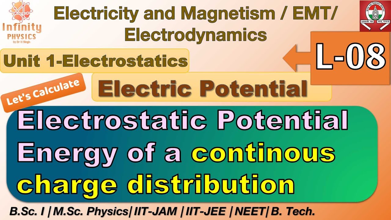 L 8 Electric Potential | Electric potential energy due to a continuous ...