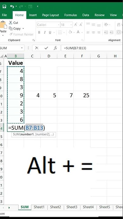 Shortcut For Sum Function In Excel Virtual Dost Youtube