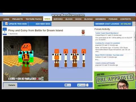 1st ever Battle for Dream Island Minecraft Skin Firey and Coiny! - YouTube