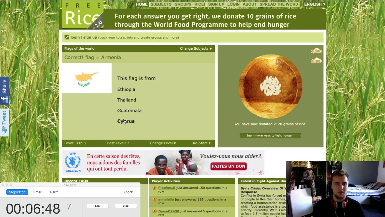 Free rice - 10,000 grains - flags of the world - speedrun in 36:03.9 ...