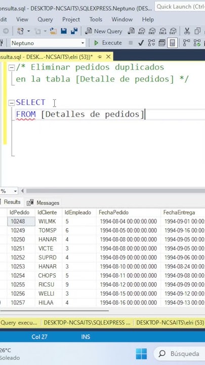 Eliminar filas duplicadas utilizando DISTINCT "en SQL Server" #SQL Server #excel #FullExcelPeru ...