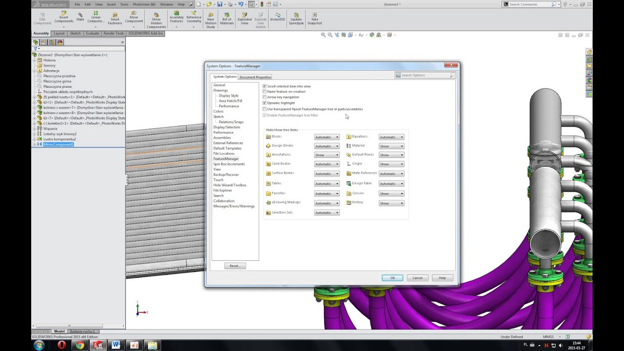 SolidWorks. Opaque and transparent flyout feature manager. - YouTube