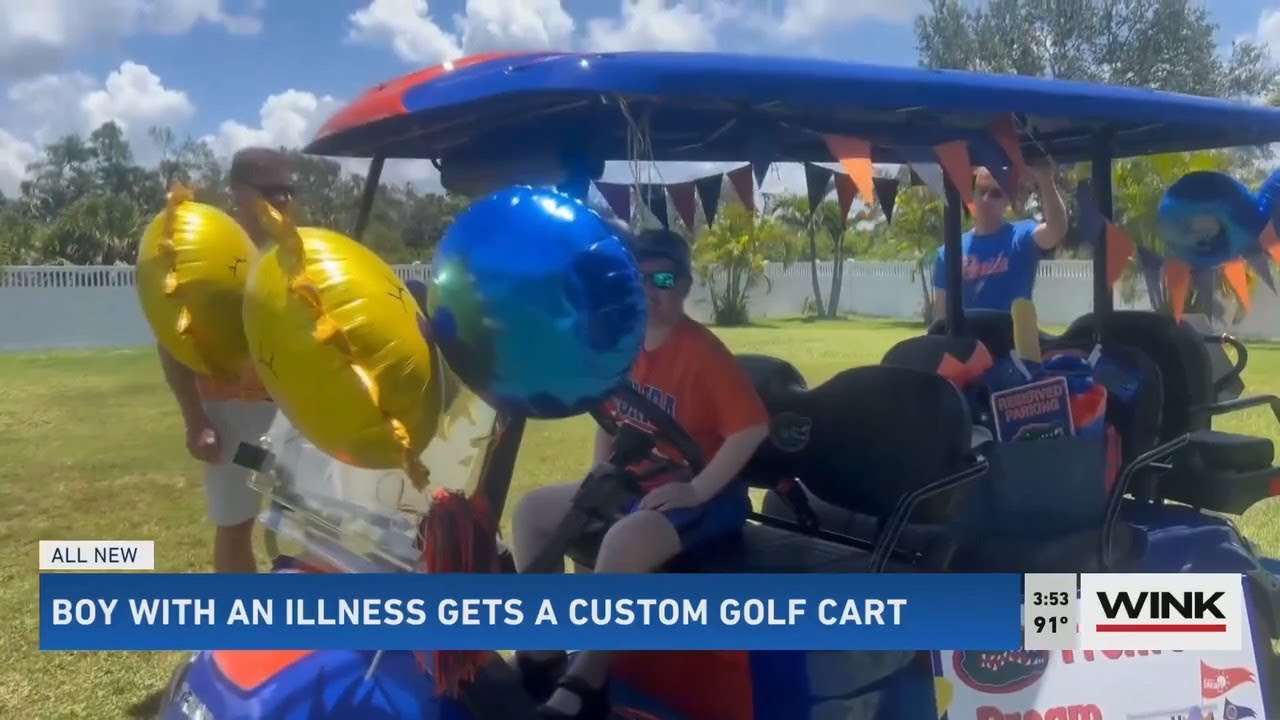Rotonda West teen scores decked out, Gator-themed golf cart - YouTube
