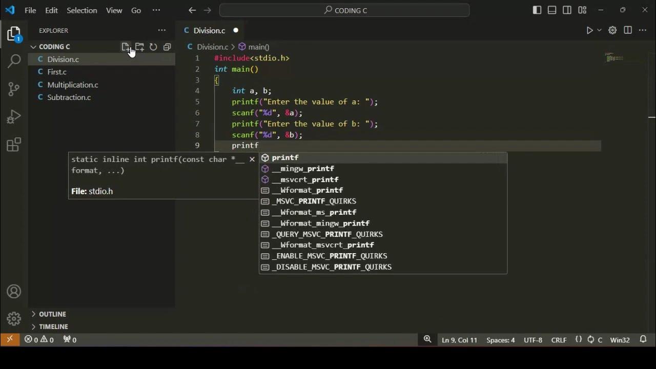 Division of two numbers in c programming - YouTube
