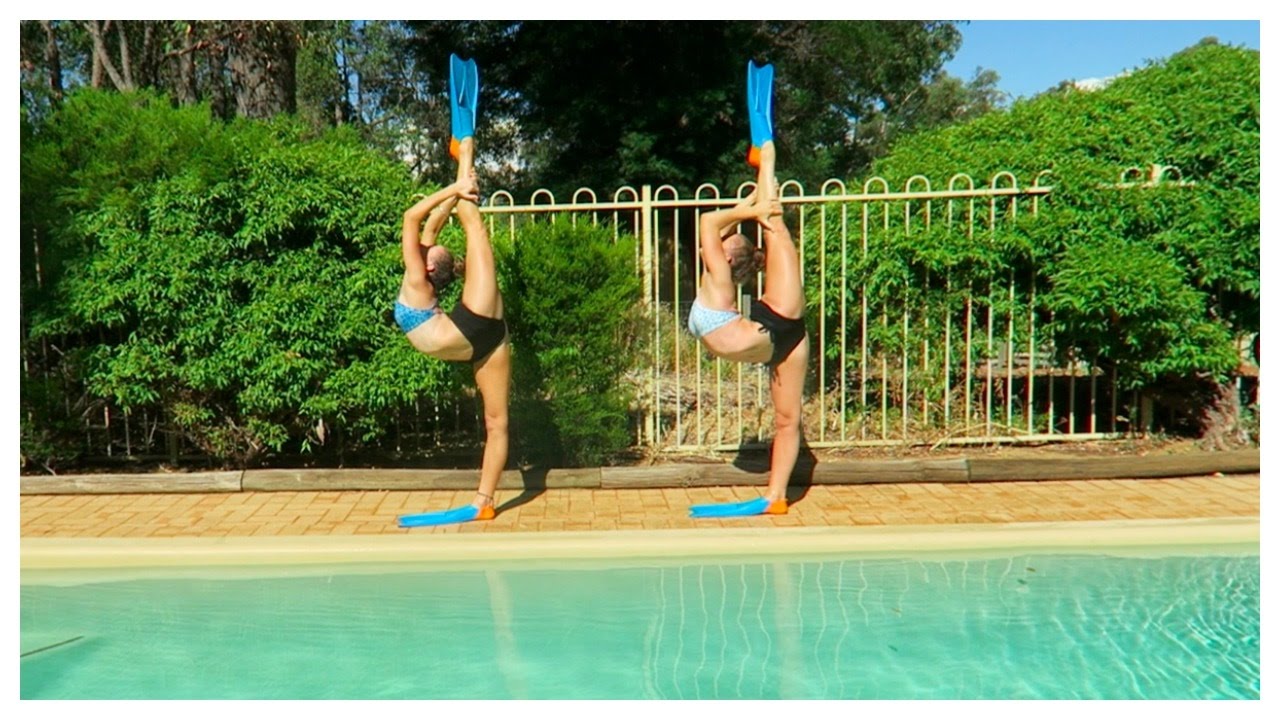 Acro gymnastics at the pool - YouTube