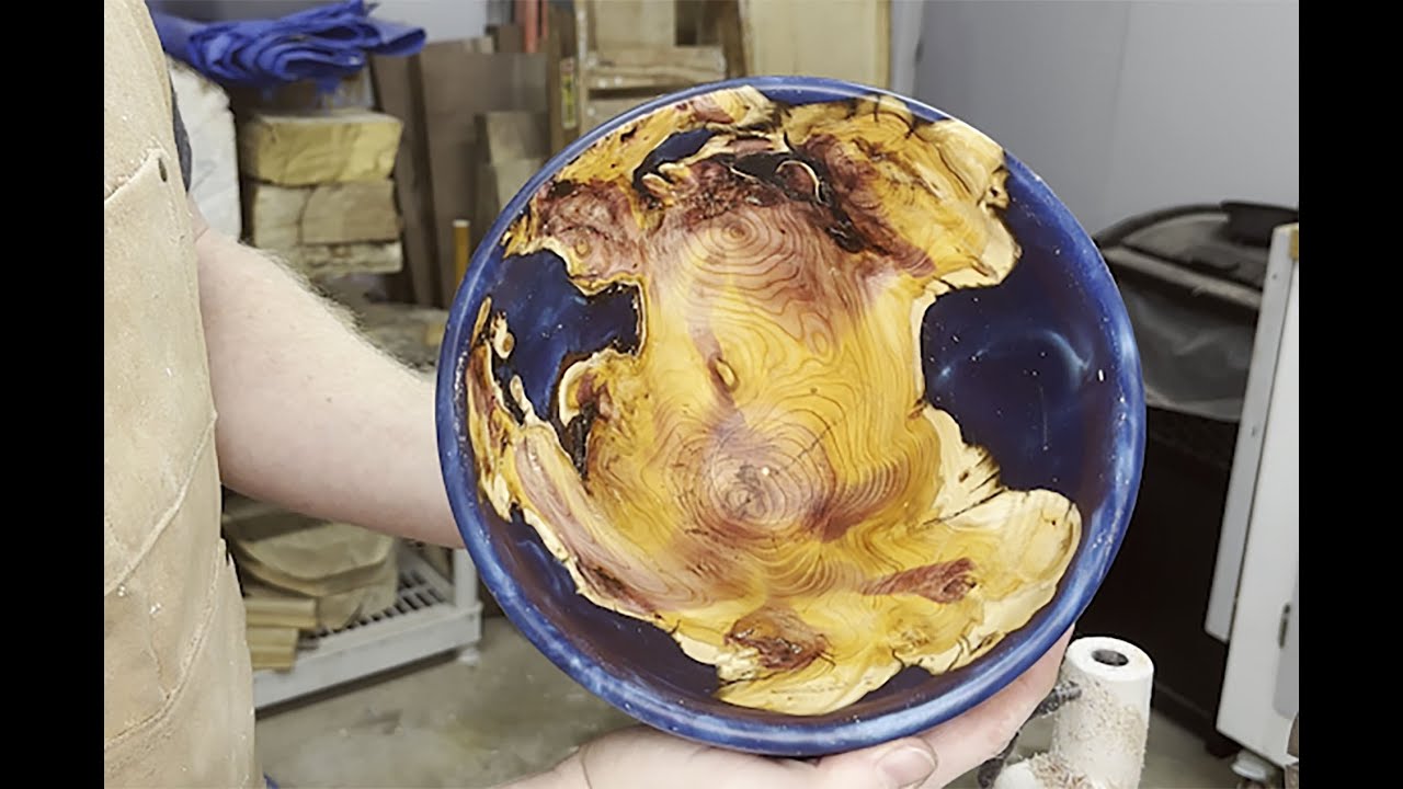 Woodturning Resin and wood burl bowl - YouTube