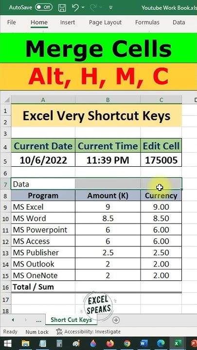 Excel Shortcut Keys, you must know while you working in Excel | MS Excel all Shortcut Keys - YouTube