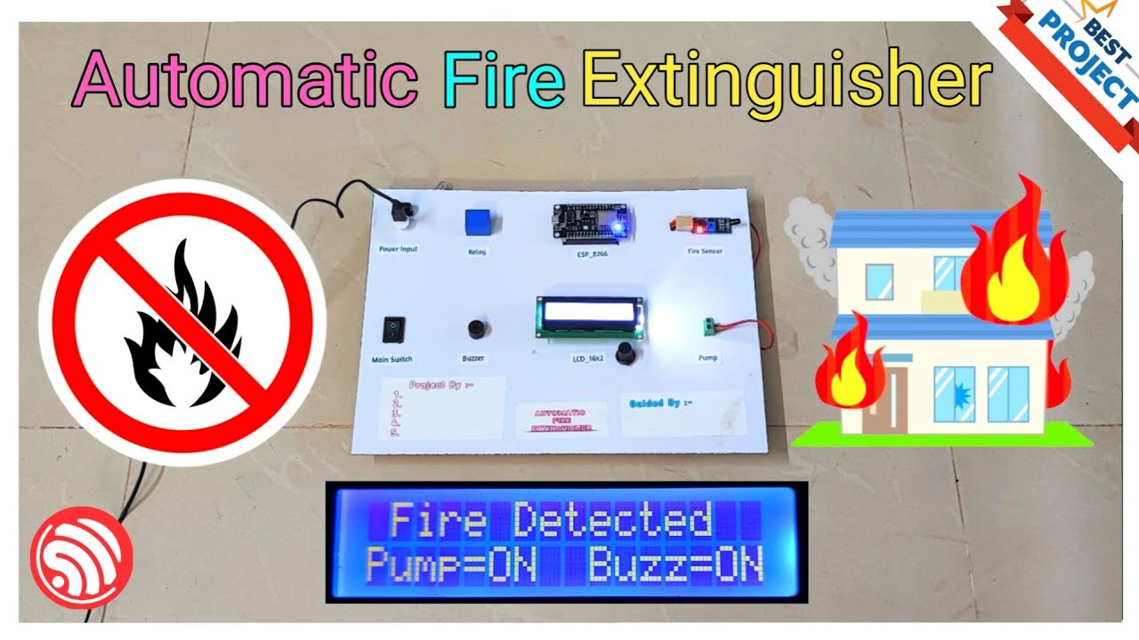 59. Automatic Fire Extinguisher🧯| Buzzer 🔊| Water Supply 💨 | LCD📟 16x2 ...