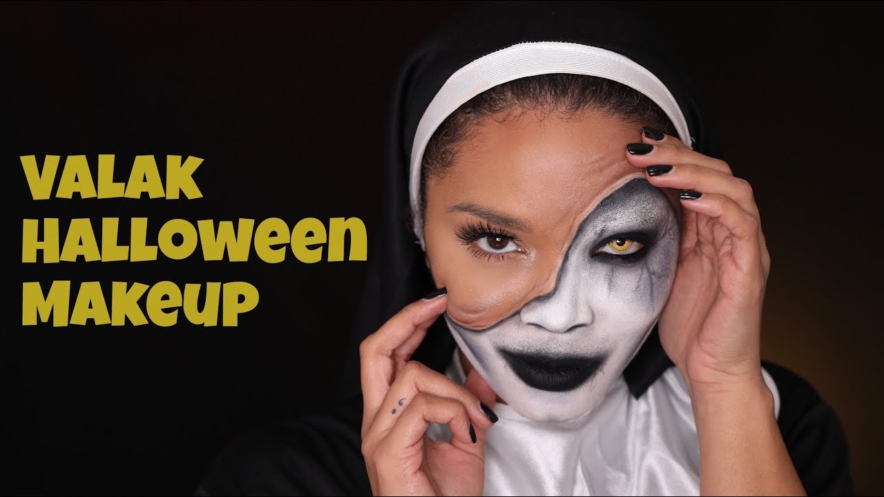 Valak (The Nun) Pulled up Skin Halloween Look | MakeupbyDenise - YouTube