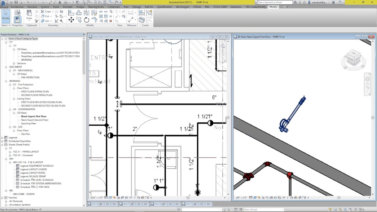 Revit Wm Lateral Brace for Fire Protection System - YouTube