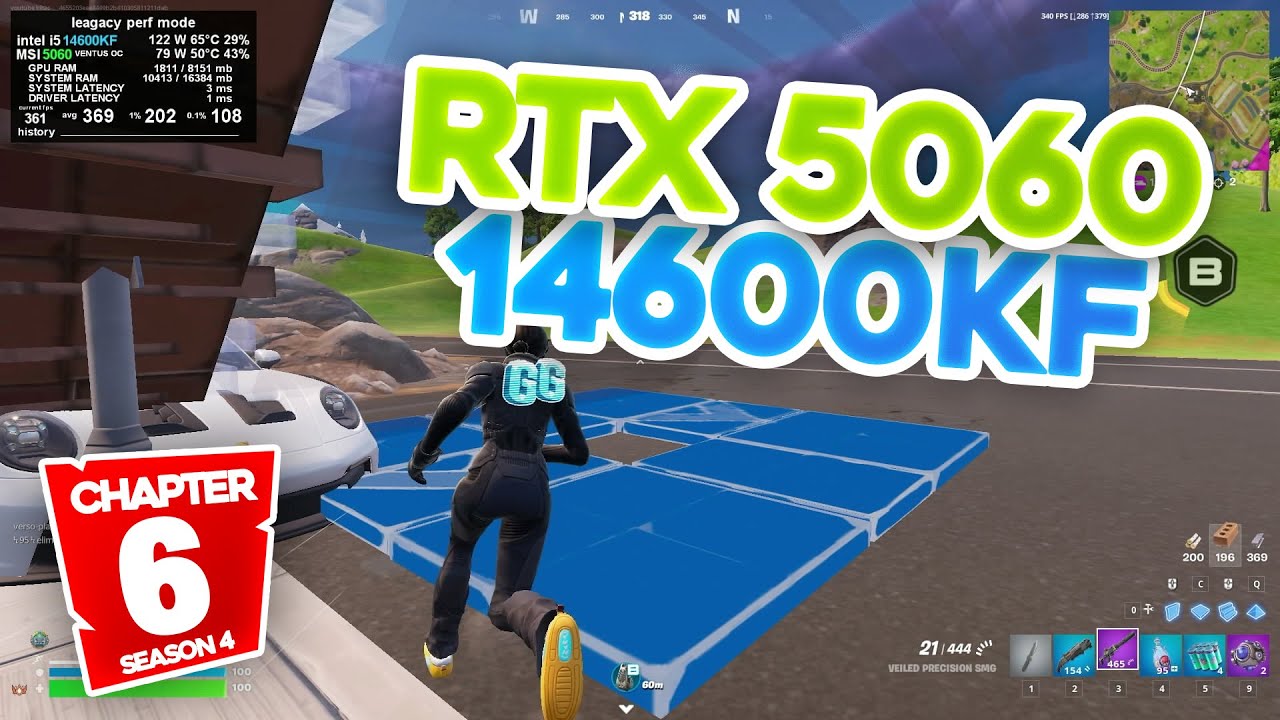 Intel i5 14600KF + MSI 5060 (leagacy perf mode) fortnite chapter 6 season 4 ranked battle royal ...