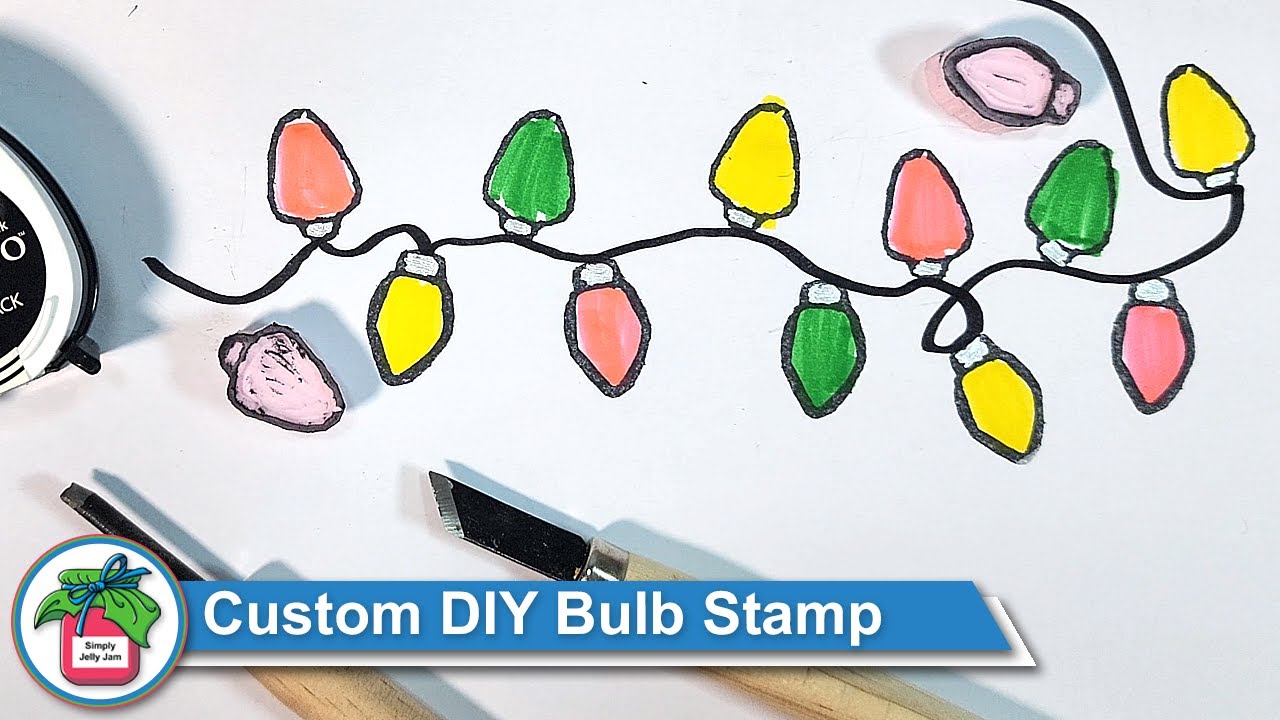 Carving a Simple Holiday Light Bulb Stamp - YouTube