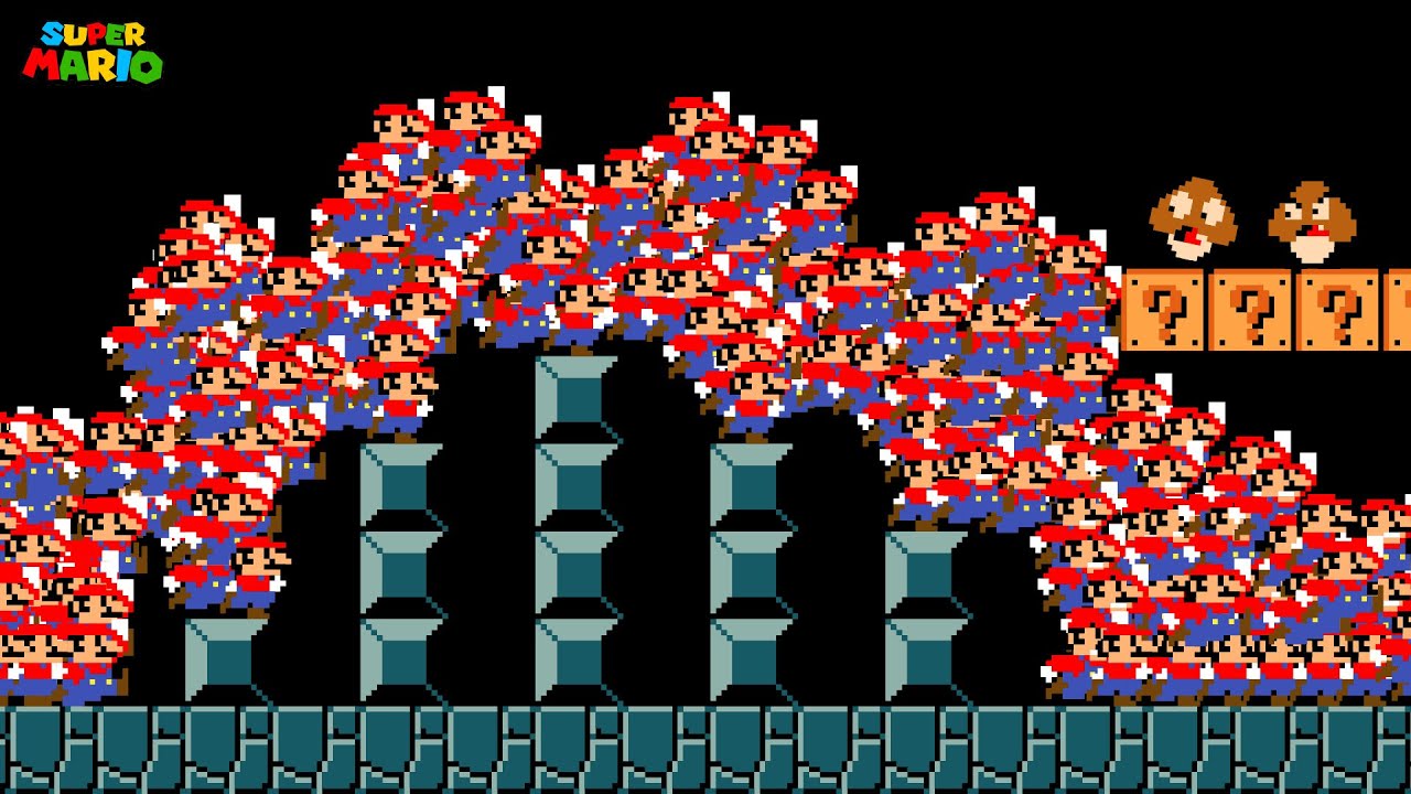 Super Mario Bros. But With 9999 Mario at Once - YouTube