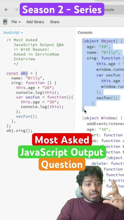 Q 40 Most Asked Javascript Output Interview Question Interview Javascript Servicenow React