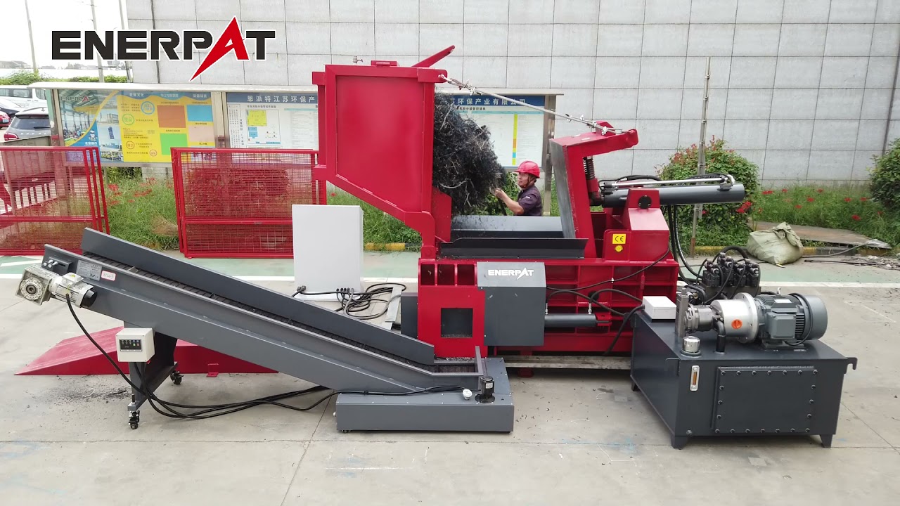 ENERPAT Automatic Metal Baler with Feeding Hopper - YouTube