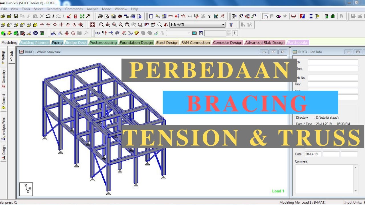 Tutorial Staad.Pro #7: PERBEDAAN BRACING TRUSS DAN TENSION-GEROBAK SIPIL - YouTube