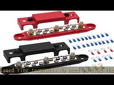 MOFEEZ Bus Bar -3x1/4”Post,10x#8 Screw Terminal Power Distribution Block with Ring Terminals ...