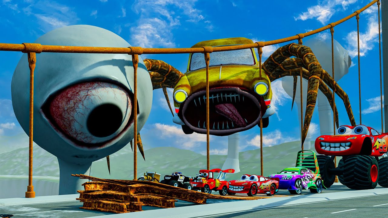 ALL MONSTERS Big & Small Cars vs Downhill Madness with MONSTERS | PACK ...