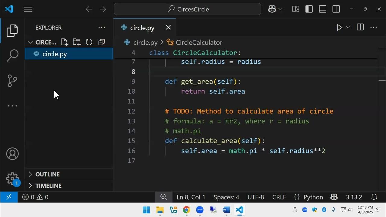 Python Circes Circle Calculator OOP (In Class) - YouTube