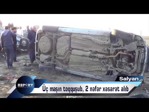 Salyanda üç maşın toqquşub, 2 nəfər xəsarət alıb