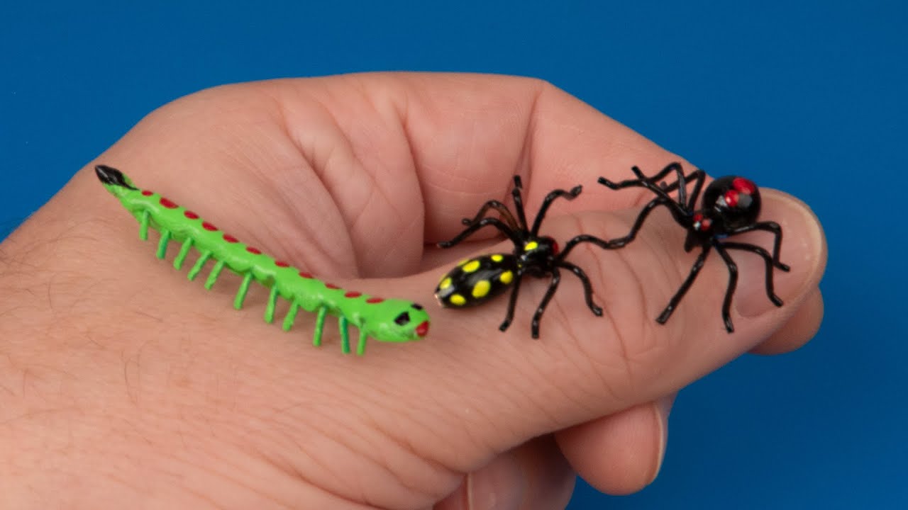 How to make Miniature Spiders and caterpillar - Tutorial | DollHouse ...