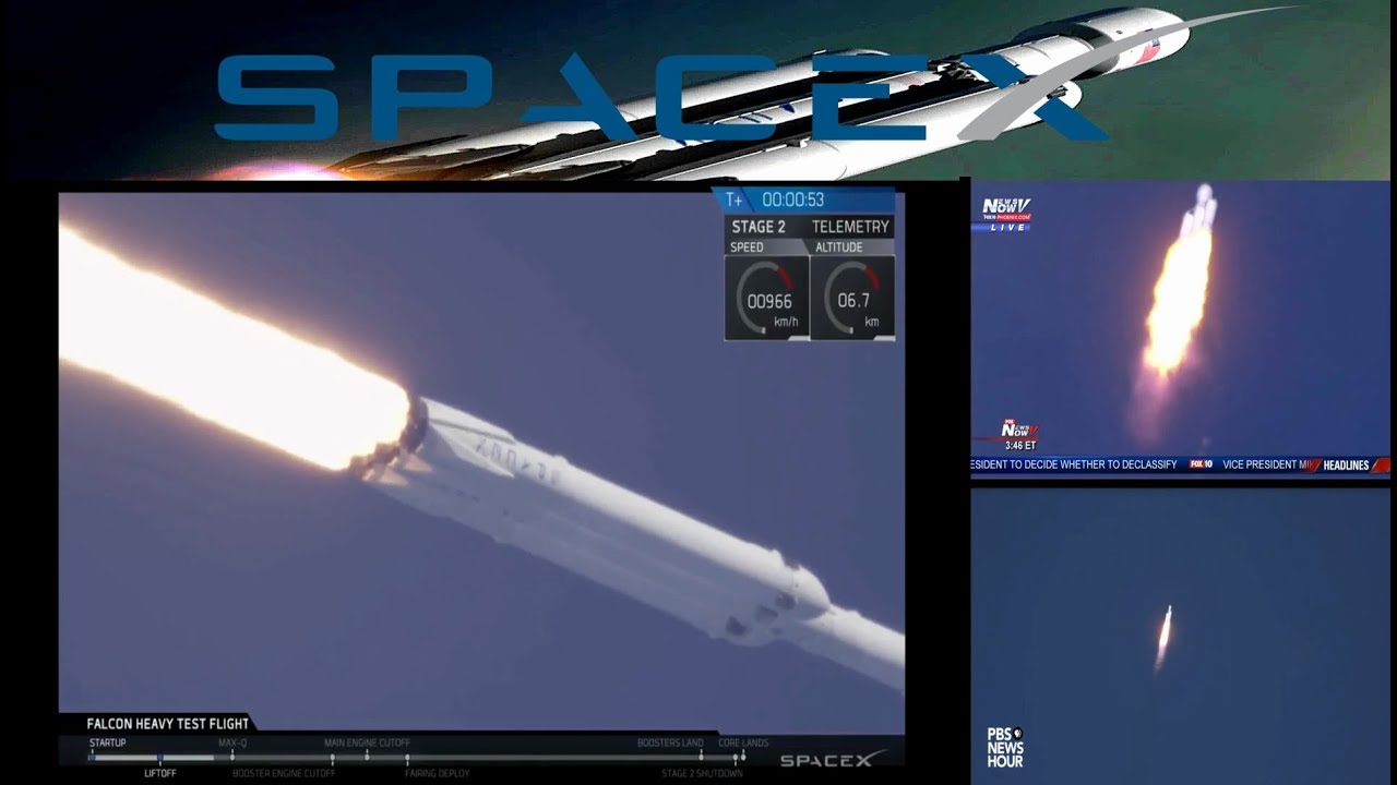 SpaceX Falcon Heavy Launch & Landing 2018 With Tesla Payload - YouTube