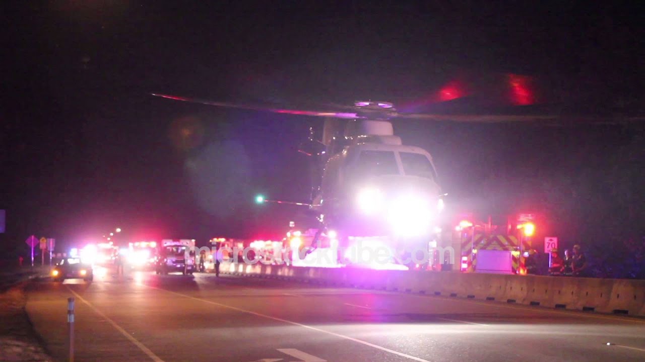 MEDEVAC helicopter taking off from crash scene - YouTube