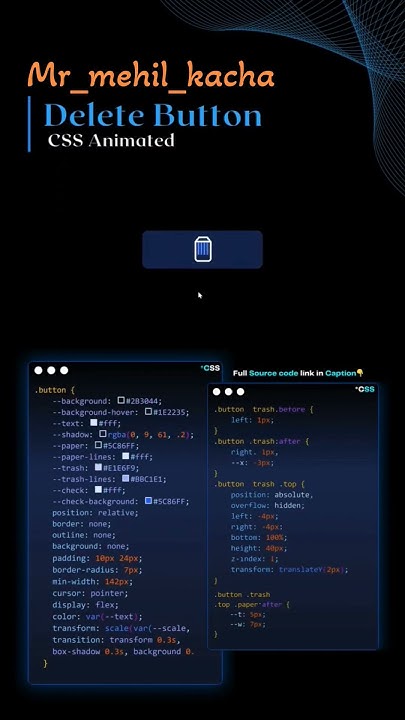 Delete Button Animation Css Coding Htmlcss Viralvideo Python Webcoding Programming 